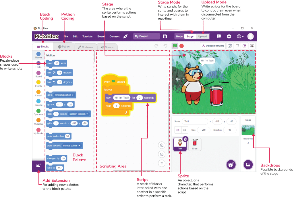 Lập trình cơ bản Scratch 3.0 → Giao diện PictoBlox - isteam Việt nam