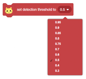 set detection threshold to () - PictoBlox Block | Face Detection