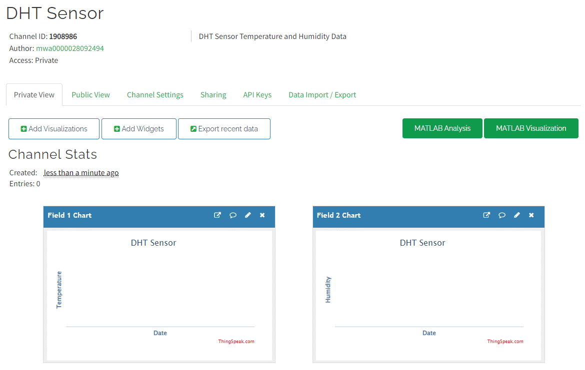 Sending Temperature and Humidity Data from IoT House to ThingSpeak ...