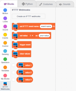 IFTTT Webhooks - Blocks, Python Functions, Projects | PictoBlox Extension