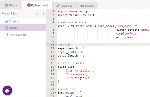 Number Classifier and Regression (ML) - Blocks, Python Functions, Projects | PictoBlox Extension