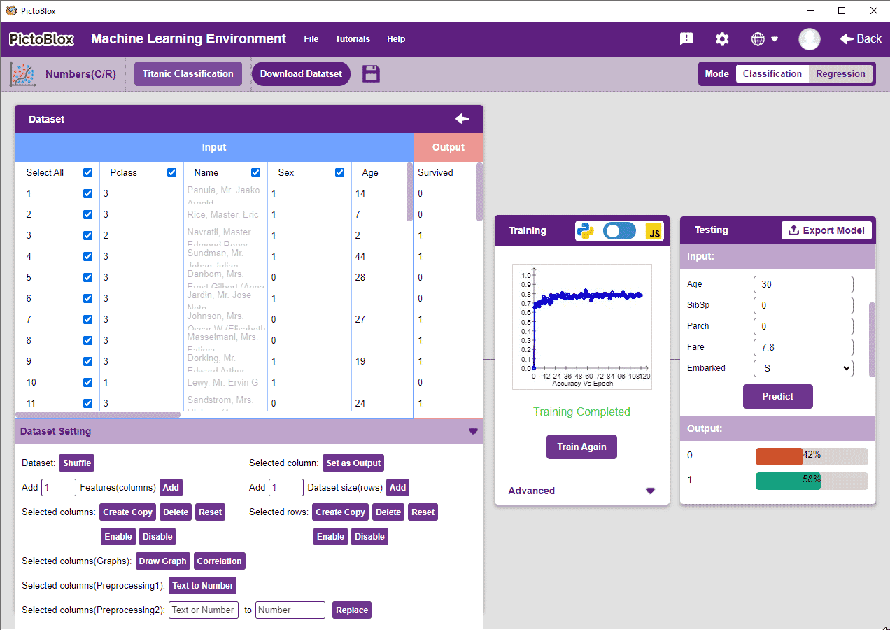 Number Classifier And Regression Ml Blocks Python Functions Projects Pictoblox Extension