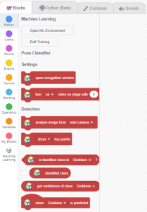 Pose Classifier (ML) - Blocks, Python Functions, Projects | PictoBlox ...