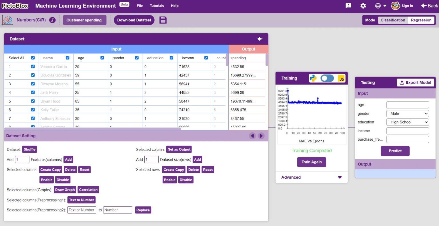 Customer Spending Money Classifier Bot in Block Coding