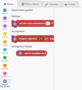 Speech Recognition - Blocks, Python Functions, Projects | PictoBlox Extension