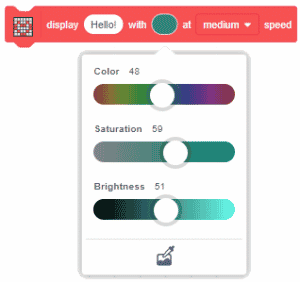 display () with () at () speed - PictoBlox Block | Display (Quarky)