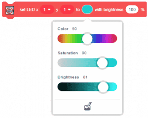 set LED x () y () to () with brightness () % - PictoBlox Block ...