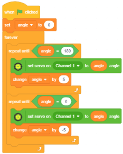 set servo on () to () angle - PictoBlox Block | Actuators – evive & Arduino
