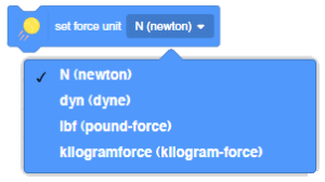 set force unit () - PictoBlox Block | Physics Engine