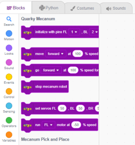 Program Your Quarky Mecanum Wheel Robot with PictoBlox