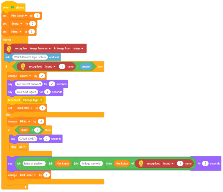 Make Logo Quiz Using the Artificial Intelligence Extension in PictoBlox - STEMpedia Projects