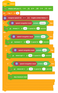 Speech Recognized Controlled Mecanum - Example Project
