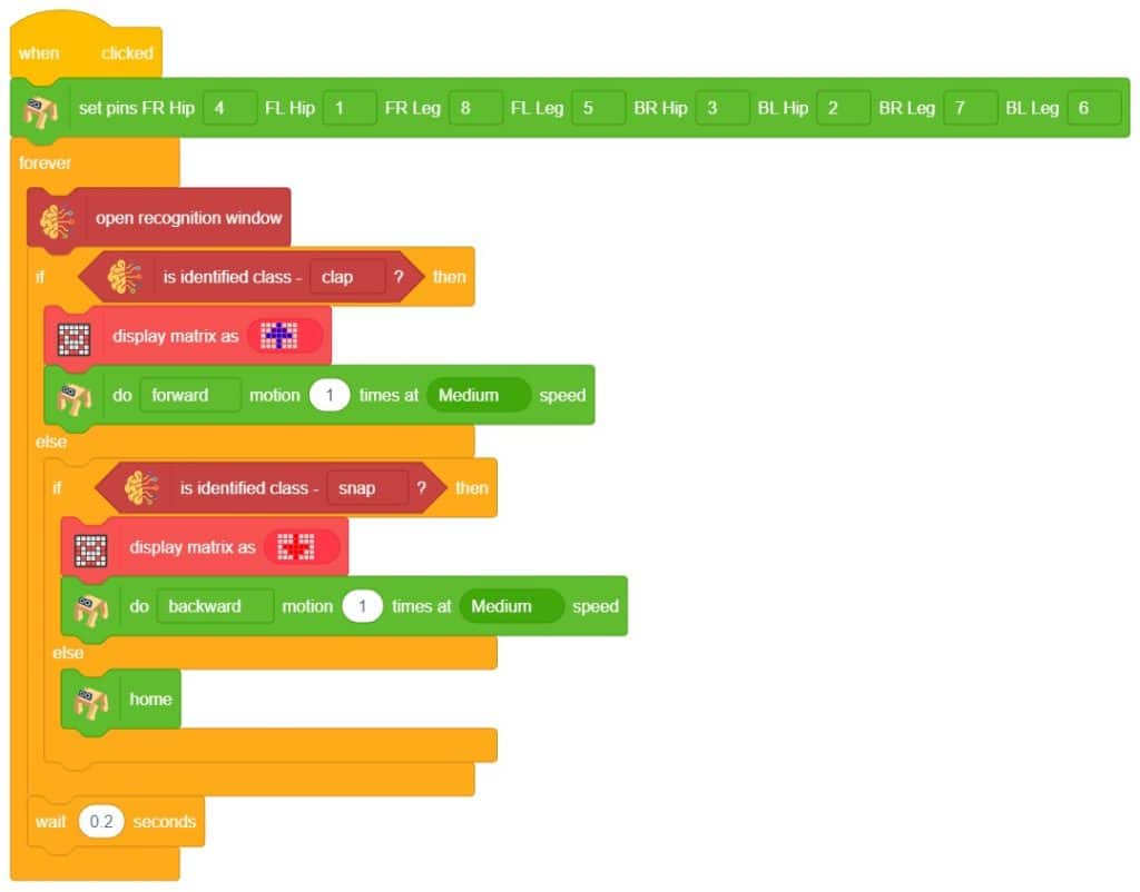 Sound Based Quadruped with Machine Learning - Example Project