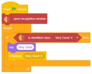 Hand Sign Classifier Bot in Block Coding