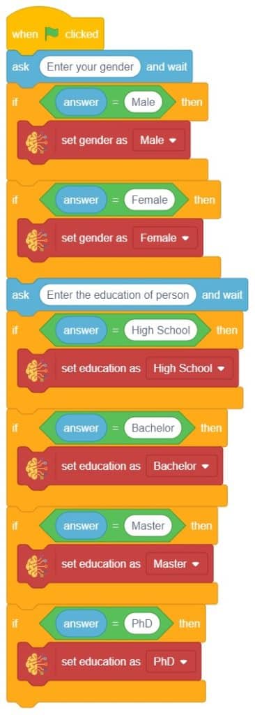 Customer Spending Money Classifier Bot in Block Coding