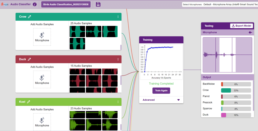 Bird Audio Classifier Bot in Block Coding
