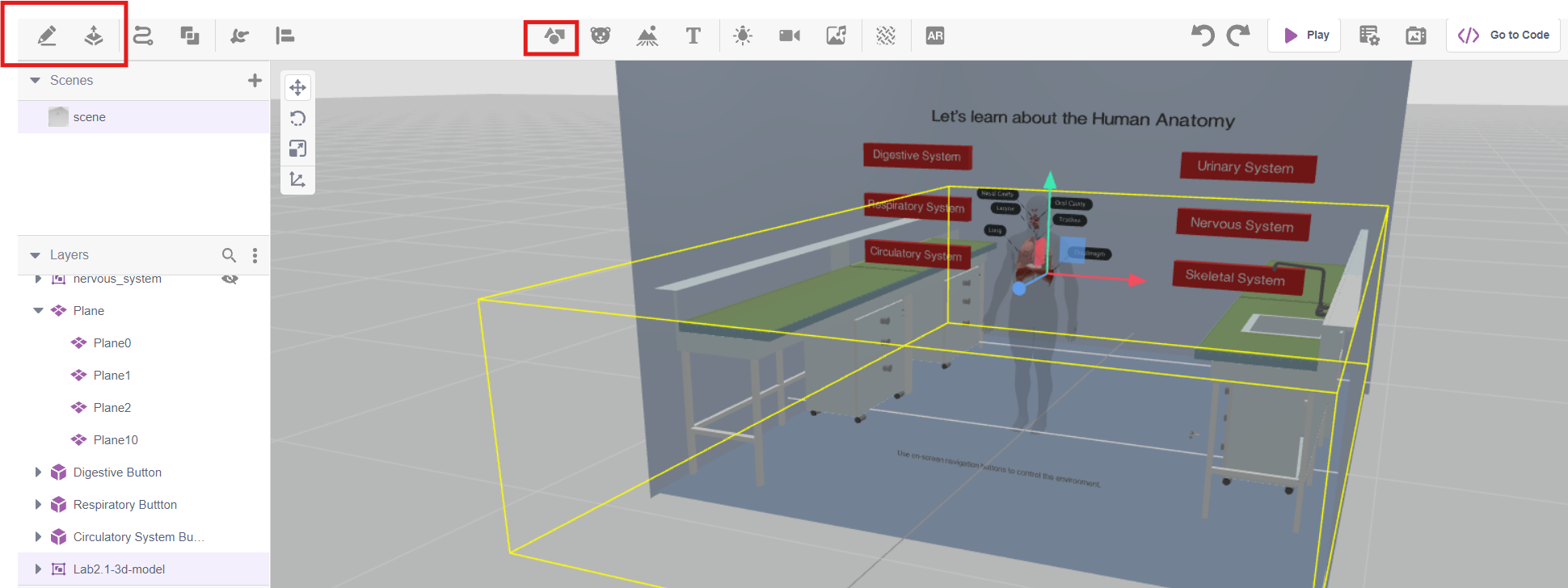 Human Anatomy Using 3D and XR Studio - Example Project